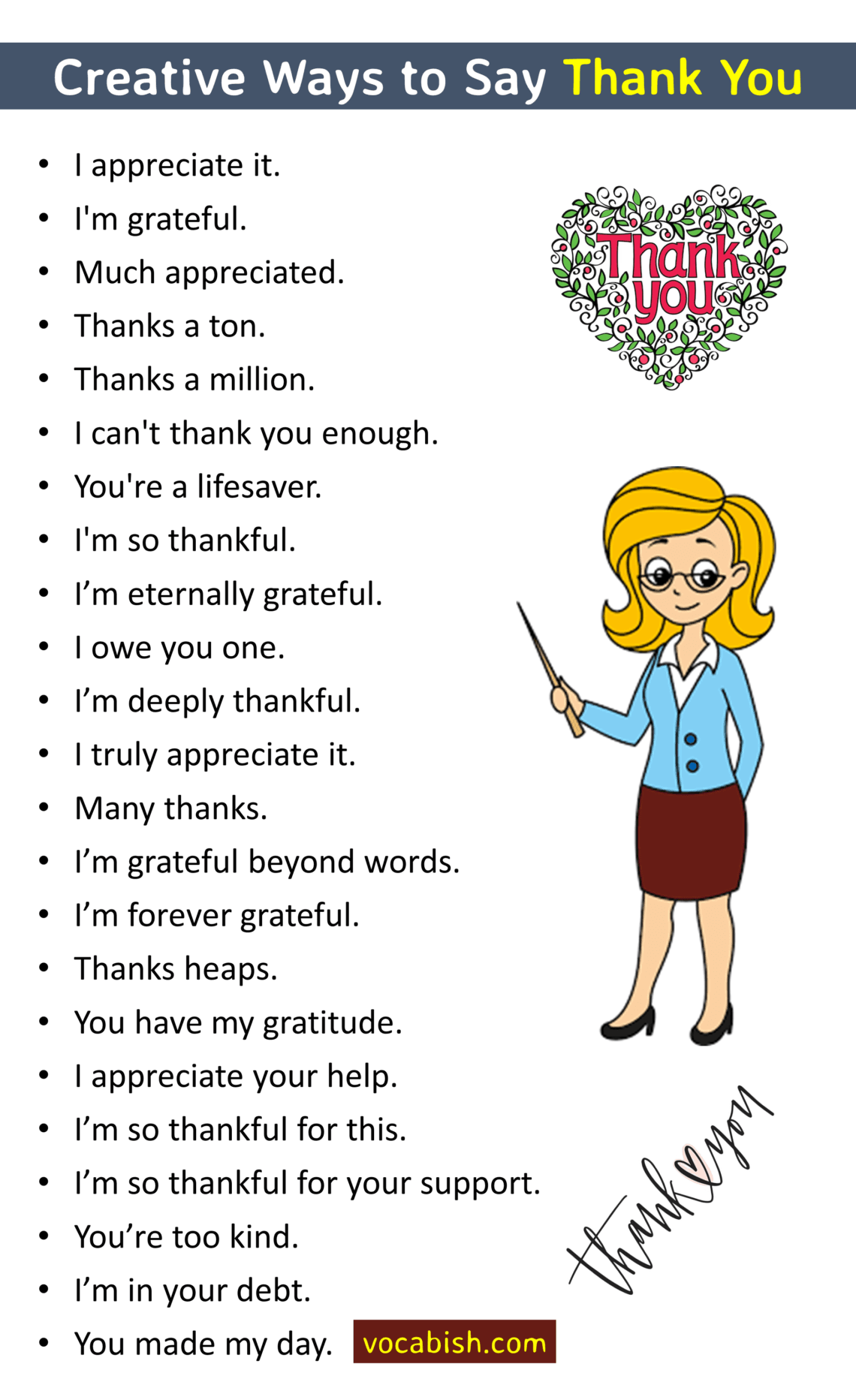 90+ Creative Ways to Say Thank You with Examples | Vocabish