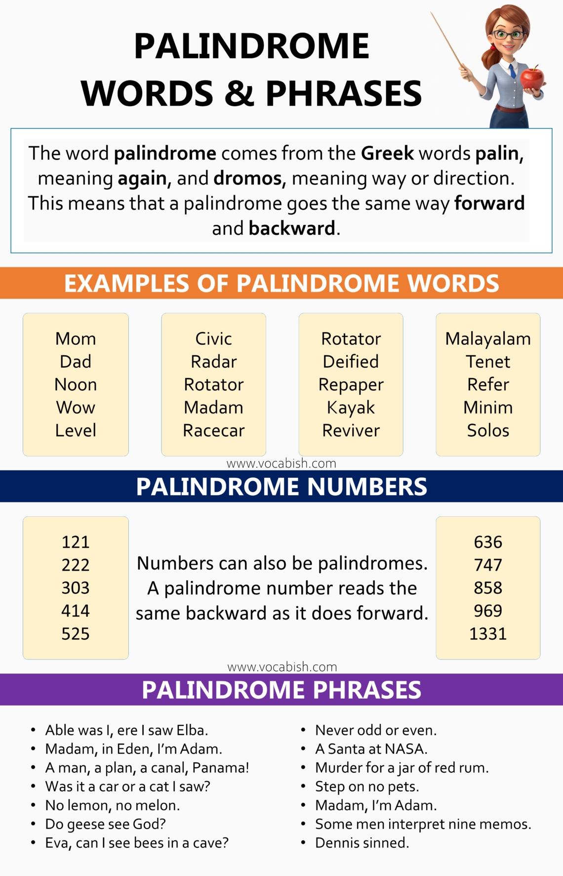 Palindromes Definition with Examples and Sentences | Vocabish