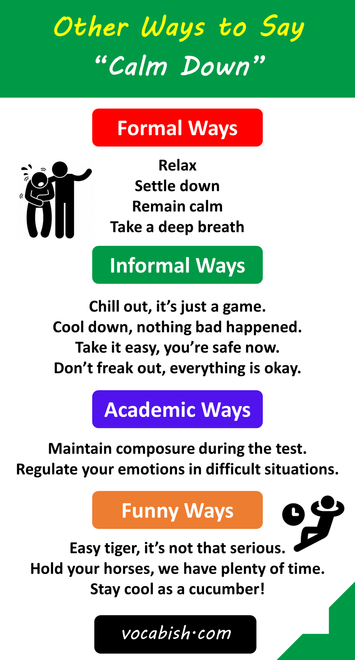 Other Ways to Say Calm Down in English with Examples | Vocabish