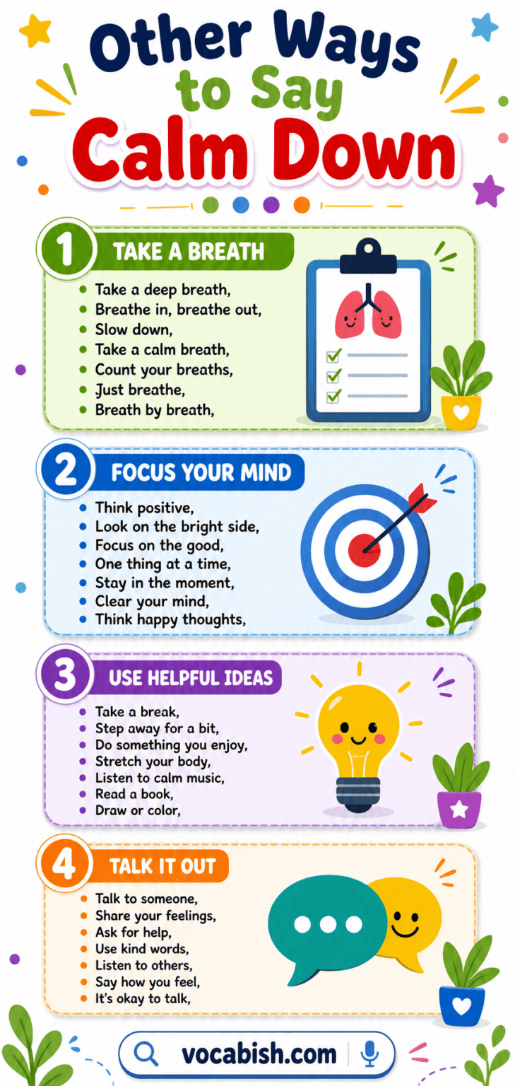 Other Ways to Say Calm Down in English with Examples | Vocabish