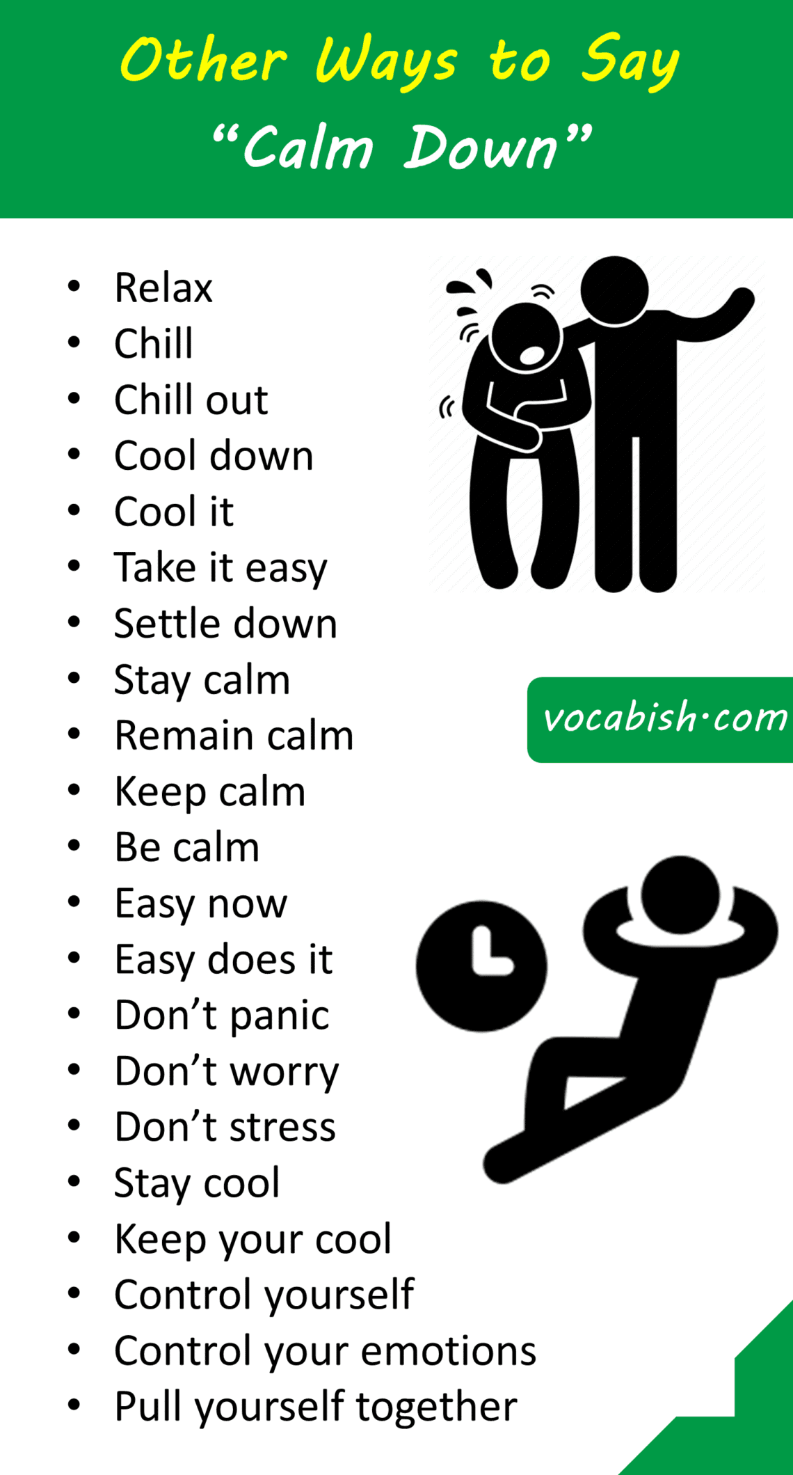 Other Ways to Say Calm Down in English with Examples | Vocabish