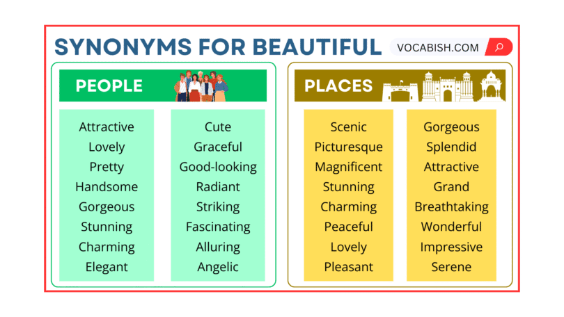 Synonyms for Beautiful for Describing People and Places | Vocabish