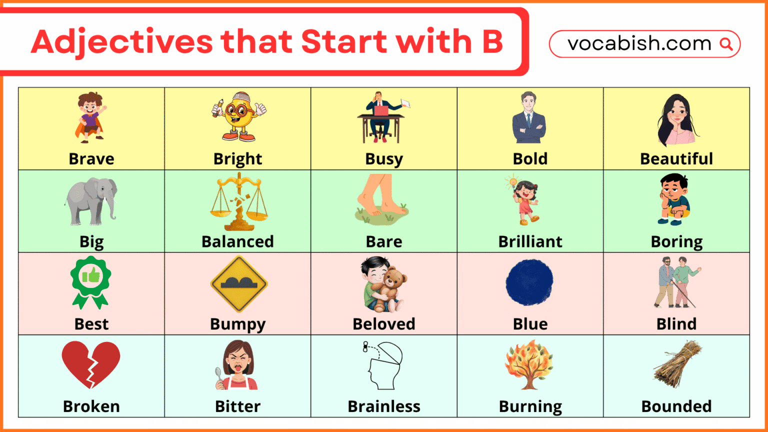 Adjectives that Start with B | 150+ Adjectives List with Meanings
