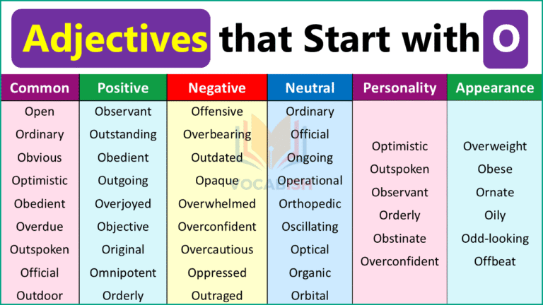 Adjectives That Start With O | 300+ Adjectives List in English | Vocabish