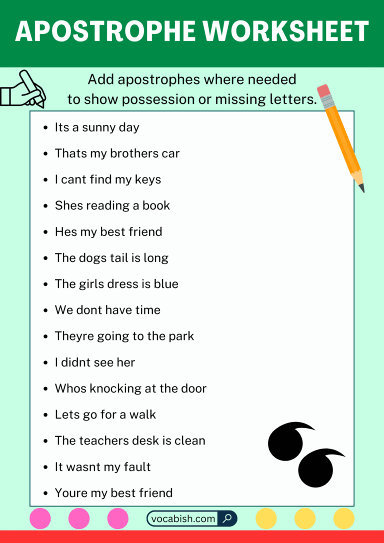 Punctuation Marks Worksheet | Punctuation Worksheets with PDF | Vocabish