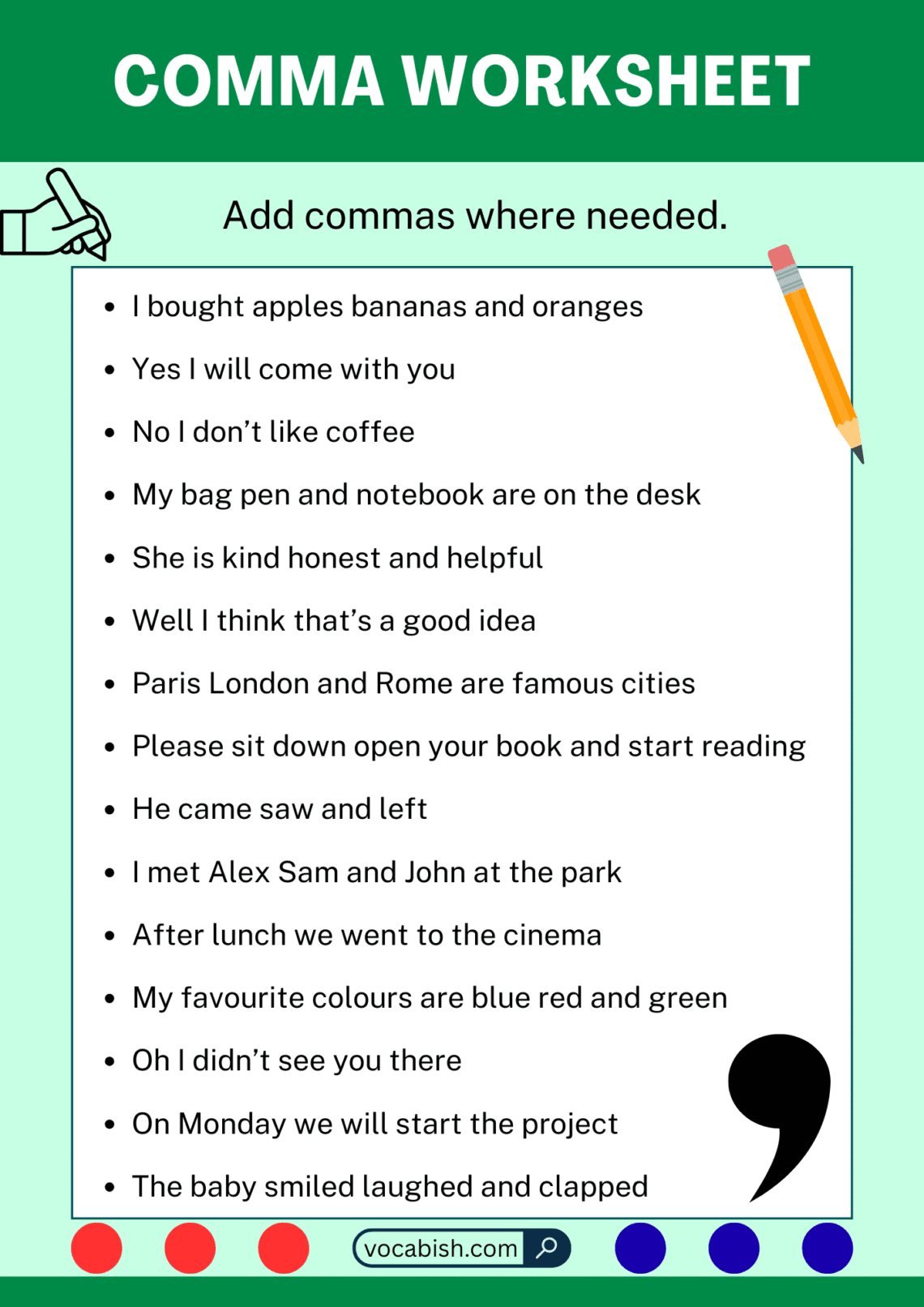 Punctuation Marks Worksheet | Punctuation Worksheets with PDF | Vocabish