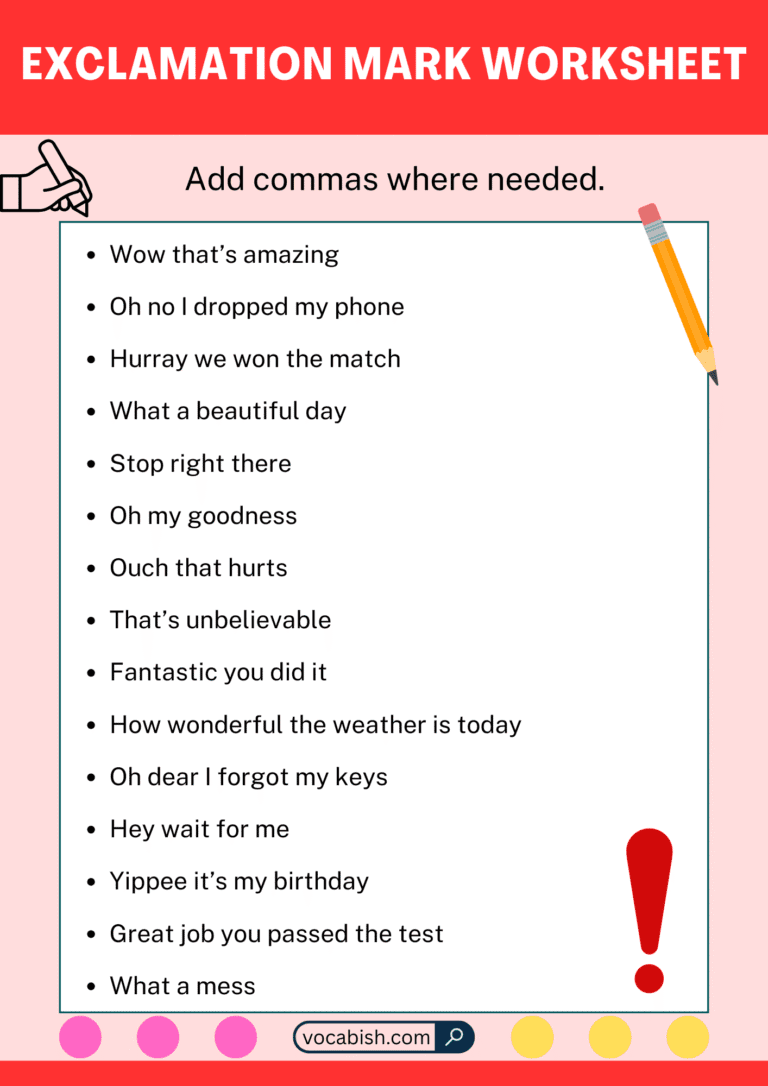 Punctuation Marks Worksheet | Punctuation Worksheets with PDF | Vocabish