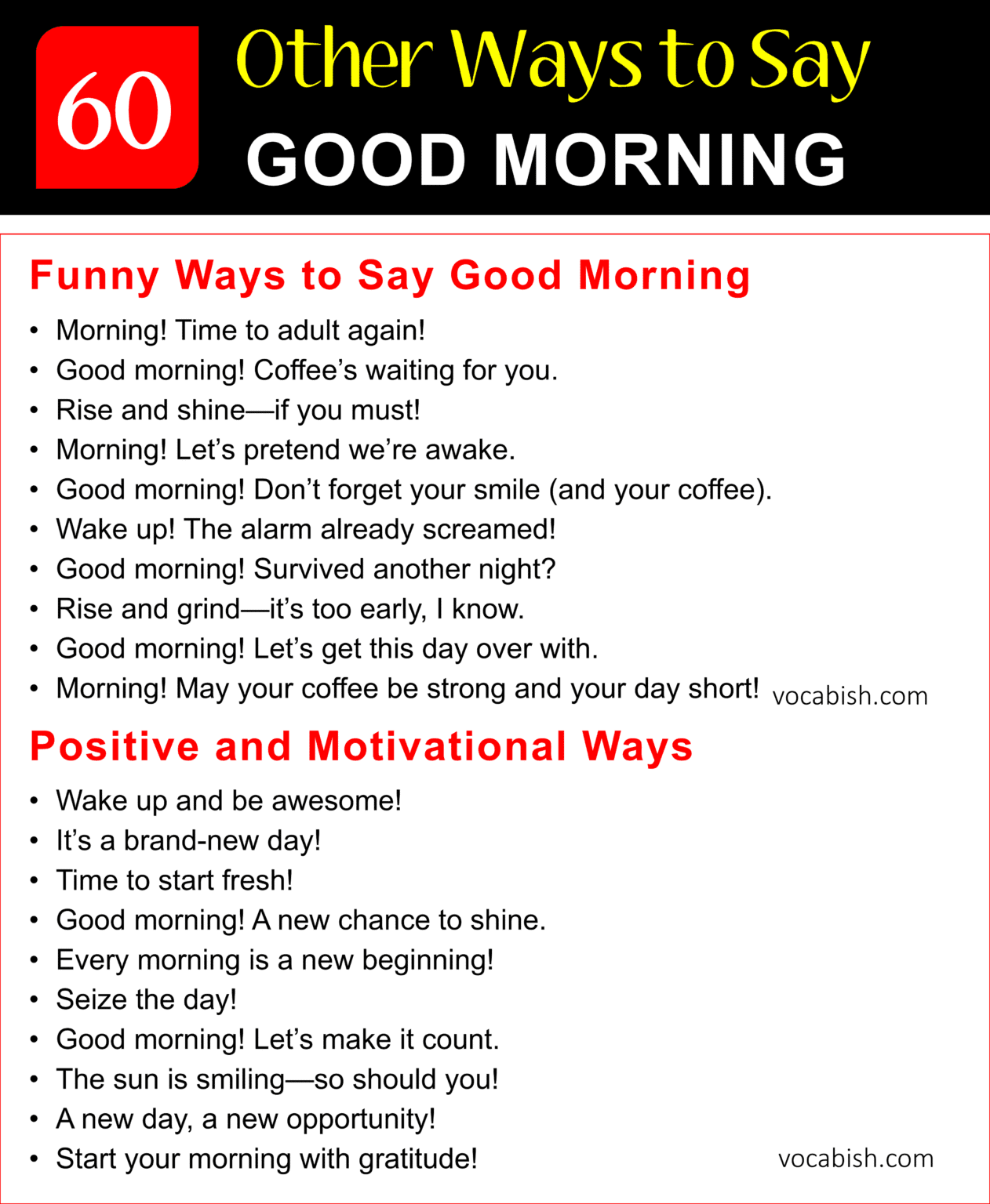 Other Ways to Say Good Morning | Instead of Good Morning | Vocabish
