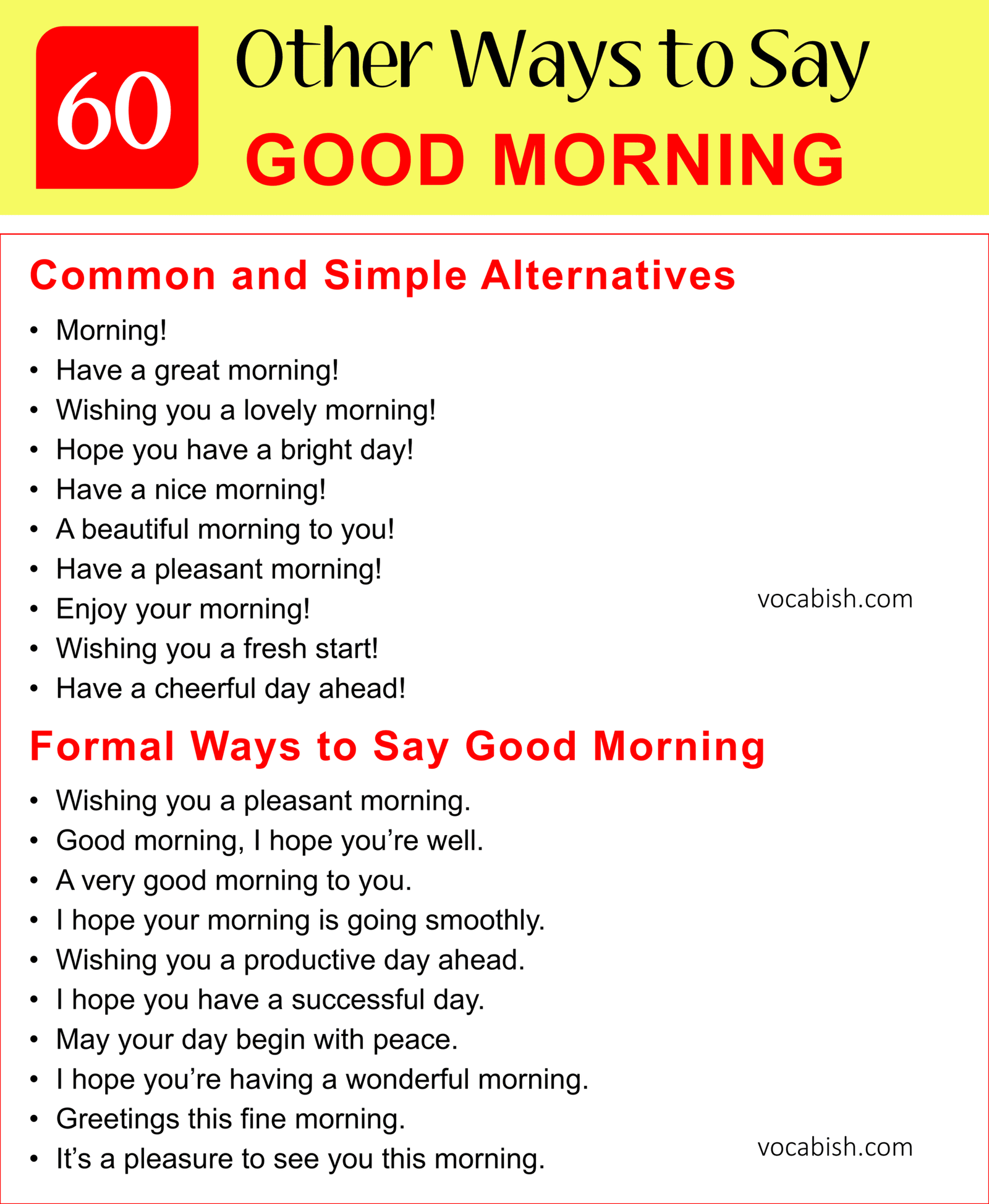 Other Ways to Say Good Morning | Instead of Good Morning | Vocabish