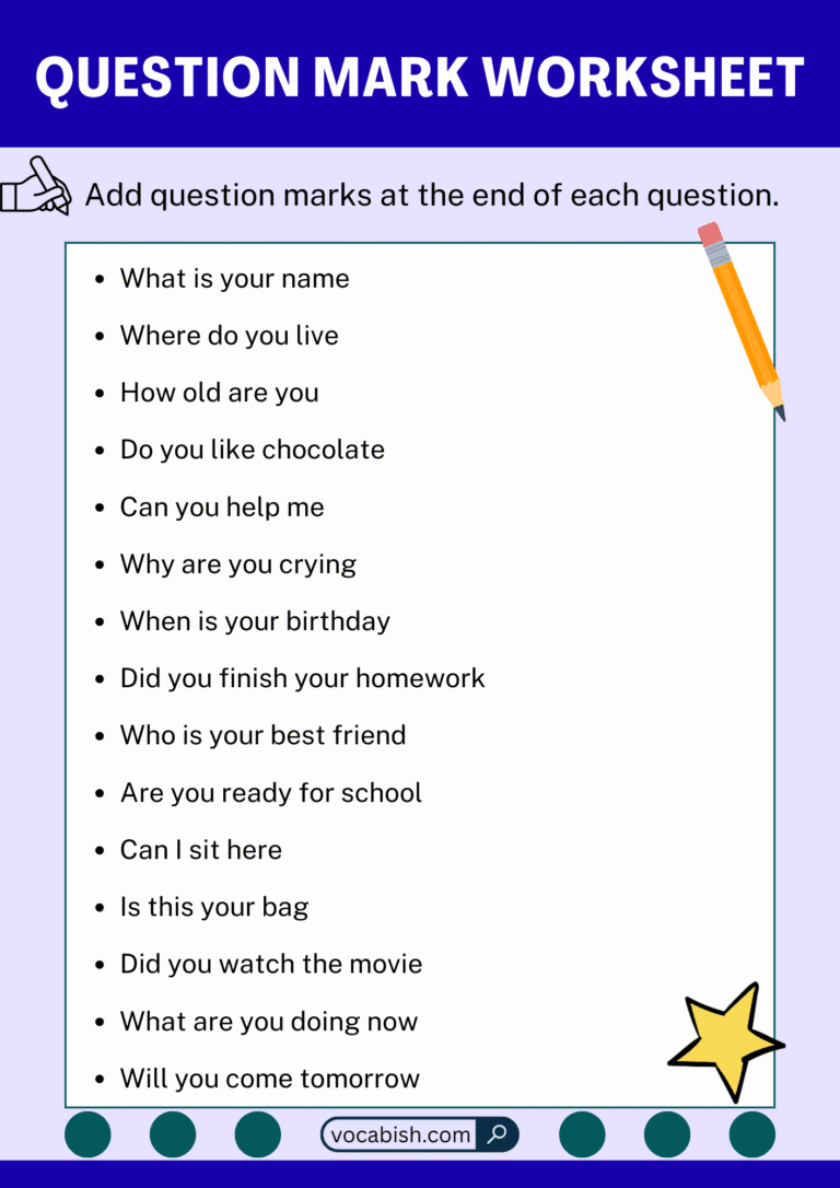 Punctuation Marks Worksheet | Punctuation Worksheets with PDF | Vocabish