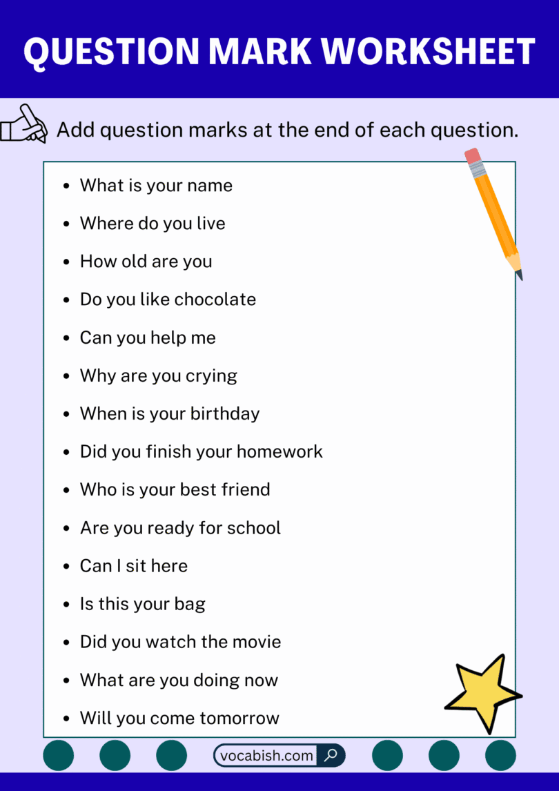Punctuation Marks Worksheet | Punctuation Worksheets with PDF | Vocabish