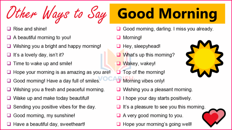 Other Ways to Say Good Morning | Instead of Good Morning | Vocabish