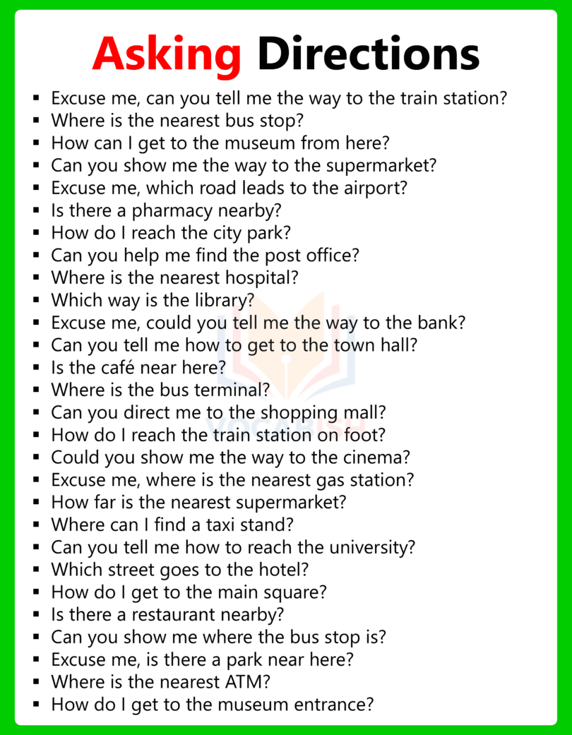 Asking and Giving Directions in English with Examples | Vocabish