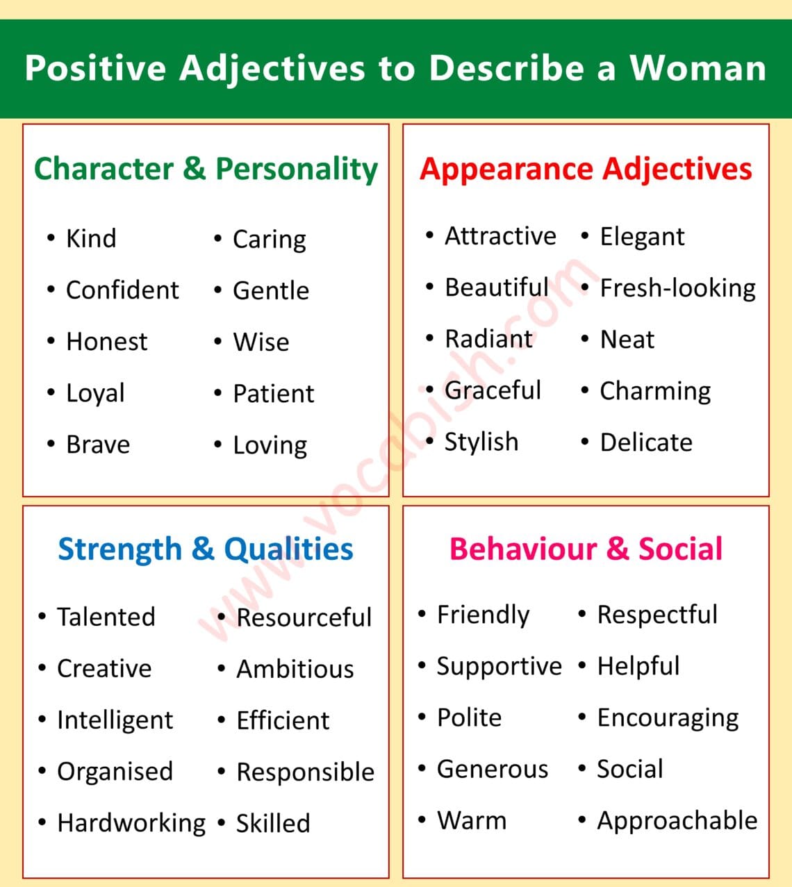 Positive Adjectives to Describe a Woman in English | Vocabish