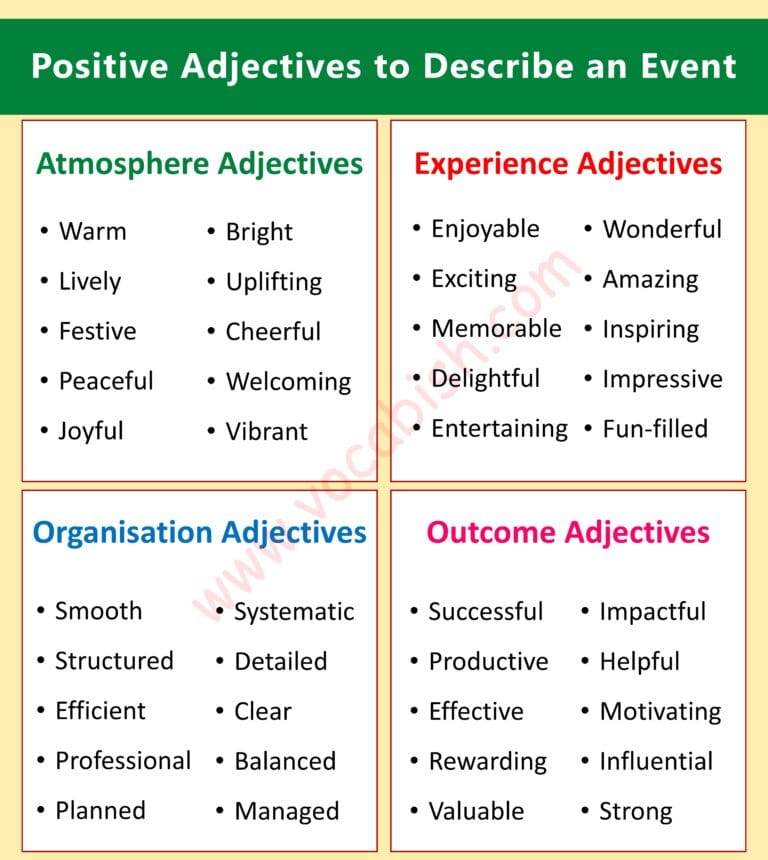 100+ Positive Adjectives to Describe an Event in English | Vocabish