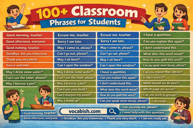 100+ Classroom Phrases for Students in English with PDF | Vocabish