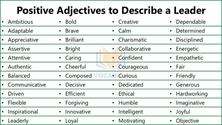 Positive Adjectives to Describe a Leader in English | Vocabish