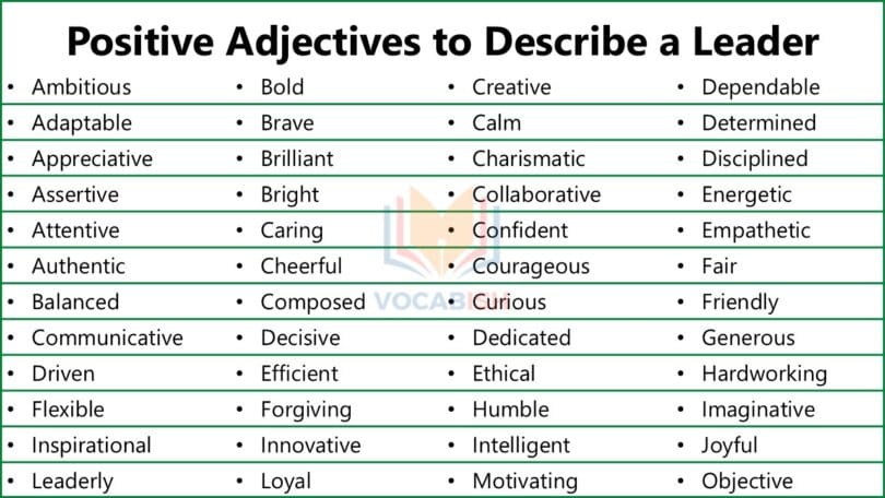Positive Adjectives to Describe a Leader in English | Vocabish