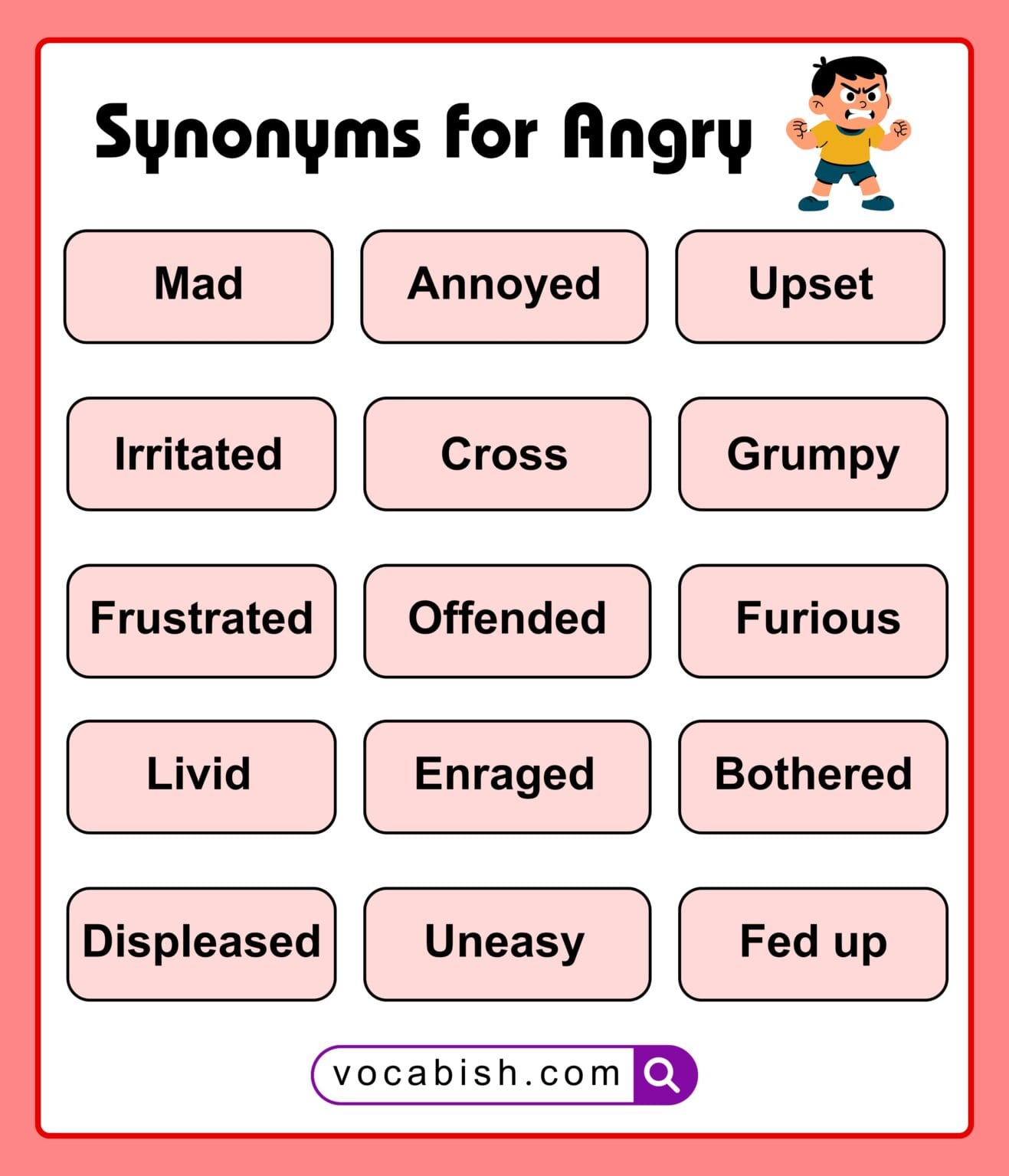 120 Synonyms for Angry with Examples in English | Vocabish