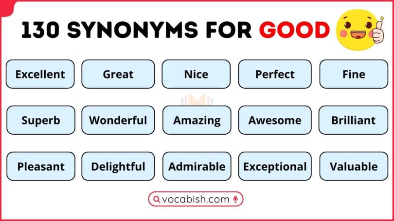 130 Synonyms for Good in English with Meanings and Examples | Vocabish