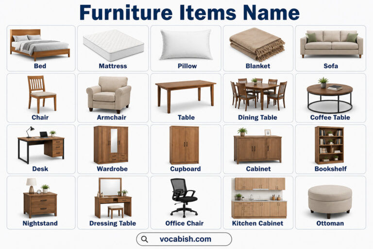 A to Z List of Furniture Items with Names and Pictures | Vocabish