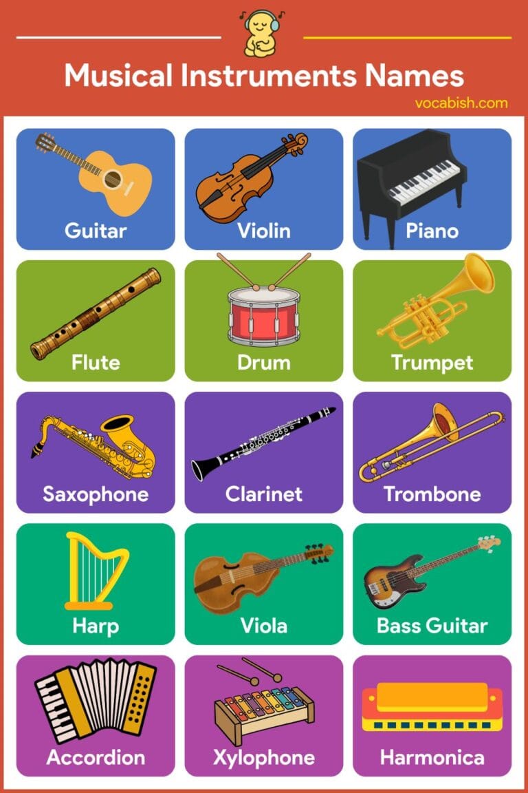 100+ Musical Instruments Names in English with Pictures | Vocabish