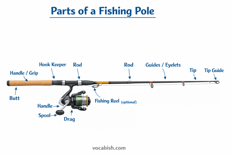 Parts of a Fishing Pole with Functions and Diagram | Vocabish