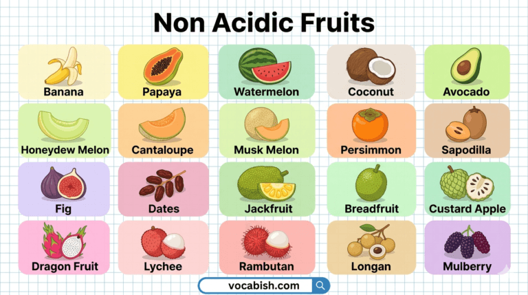 50 Non Acidic Fruits Name in English and Their Pictures | Vocabish