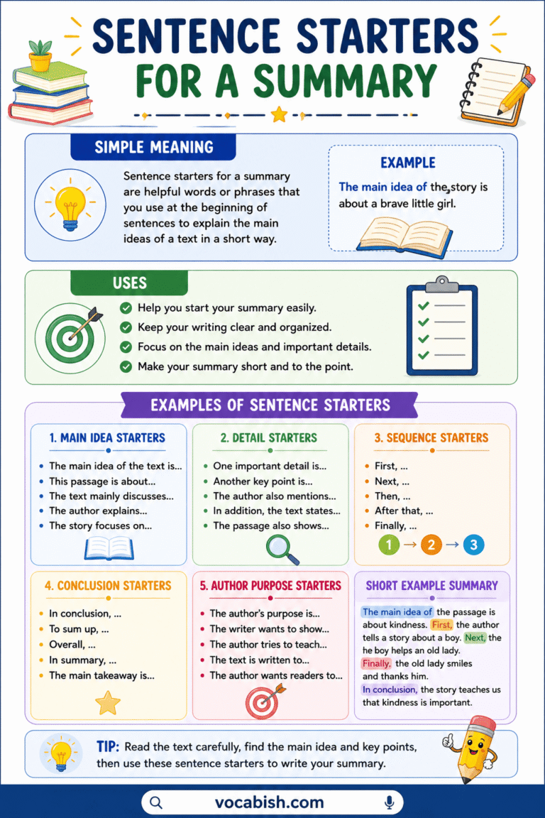 Sentence Starters for A Summary Paragraph with Examples | Vocabish