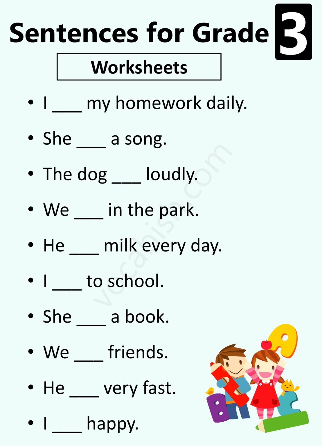 150+ Simple Sentences for Grade 3 to Read and Write with PDF | Vocabish
