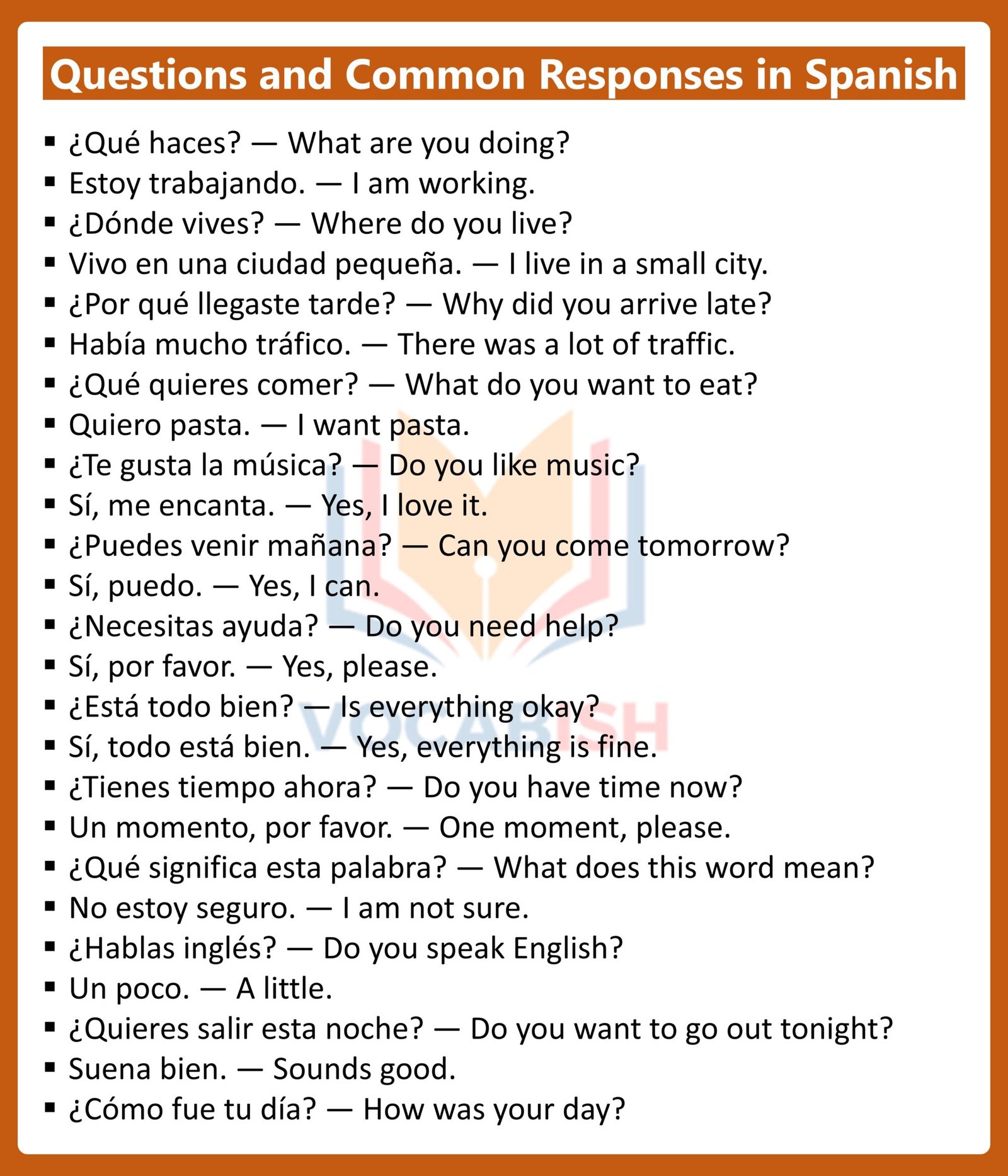 100+ Basic Sentences in Spanish with Translations and PDF | Vocabish