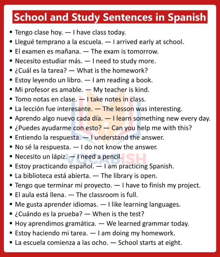 100+ Basic Sentences in Spanish with Translations and PDF | Vocabish