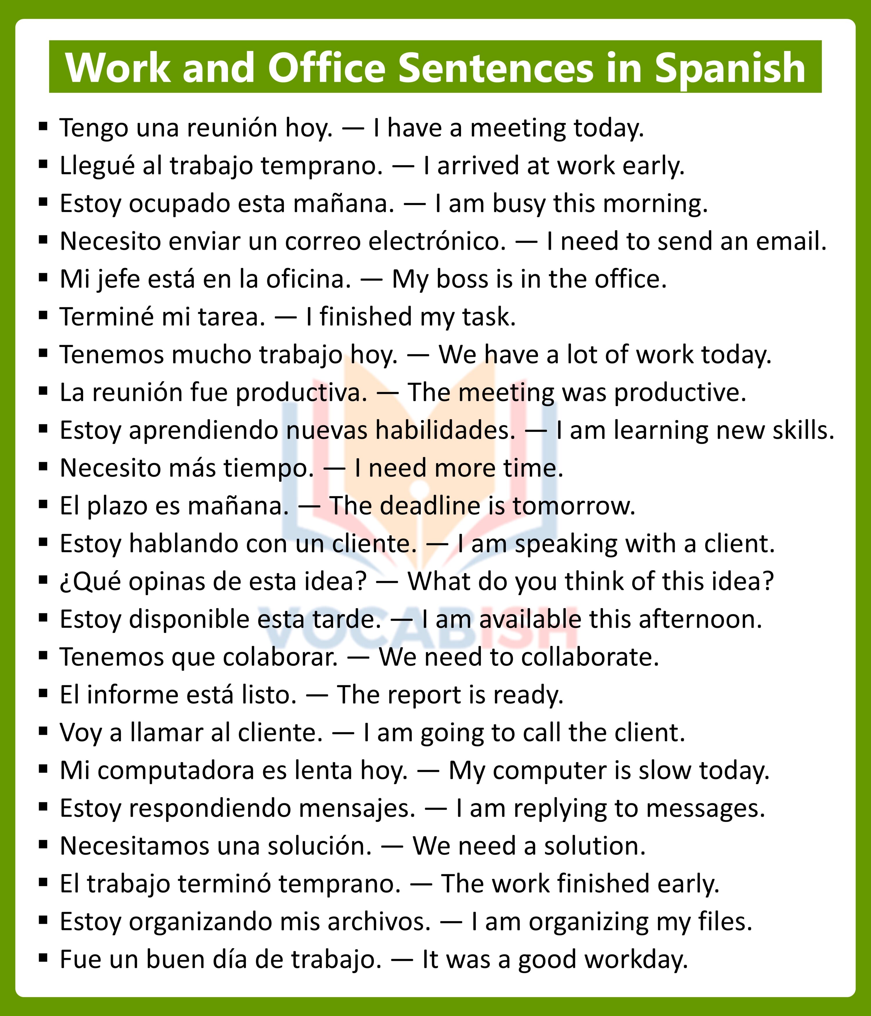 100+ Basic Sentences in Spanish with Translations and PDF | Vocabish